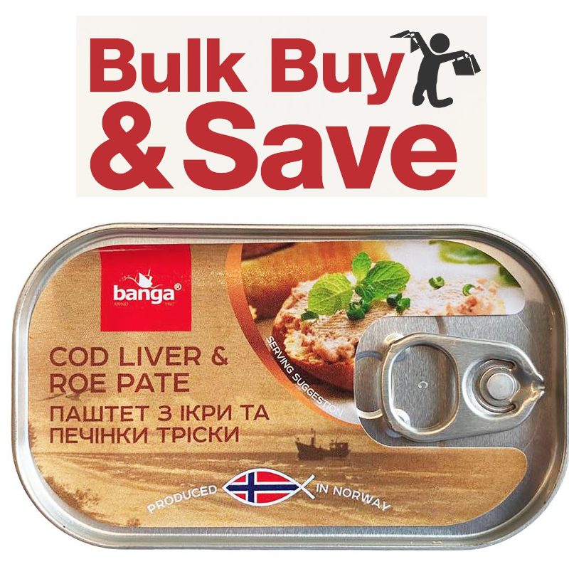 Banga Cod Liver & Roe Pate BULK BUY CARTON OF 12 SAVE 30% - Safka ...