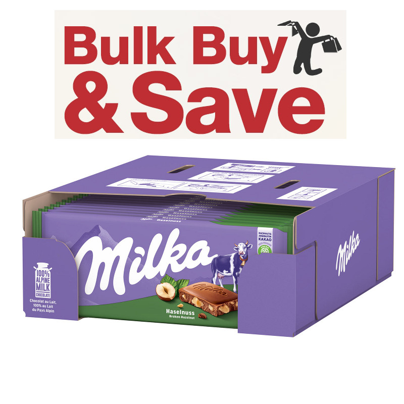 Milka Hazelnut Chocolate BULK BUY BOX OF 22 SAVE 25% - Safka ...