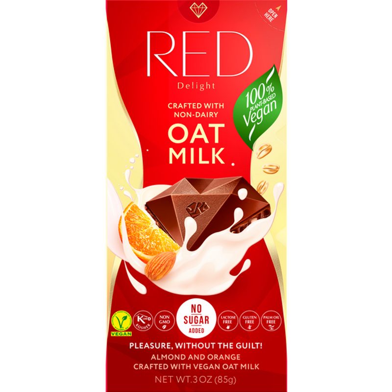 Red Oat Milk Chocolate Orange Almond No Added Sugar BB 08/05/2025 ...